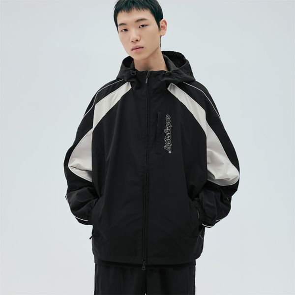 ktown4u.com : [CGP] [25SS] Colorblock Tech Hoodie Short Jacket_BLACK